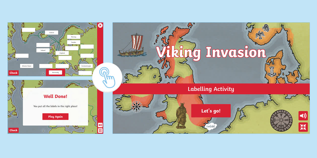 Viking Invasion Map Interactive Labelling Activity - Twinkl