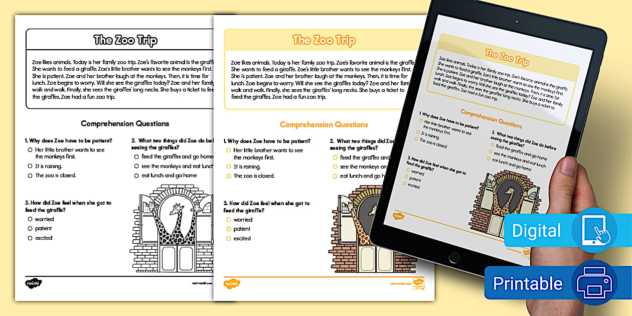 Kindergarten Reading Comprehension Zoo Trip | Twinkl Reading