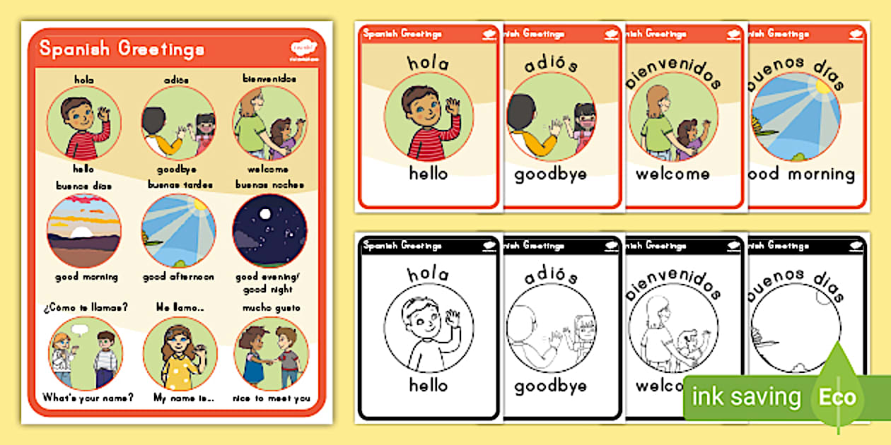 Spanish Greetings Posters for Kids | Twinkl USA - Twinkl