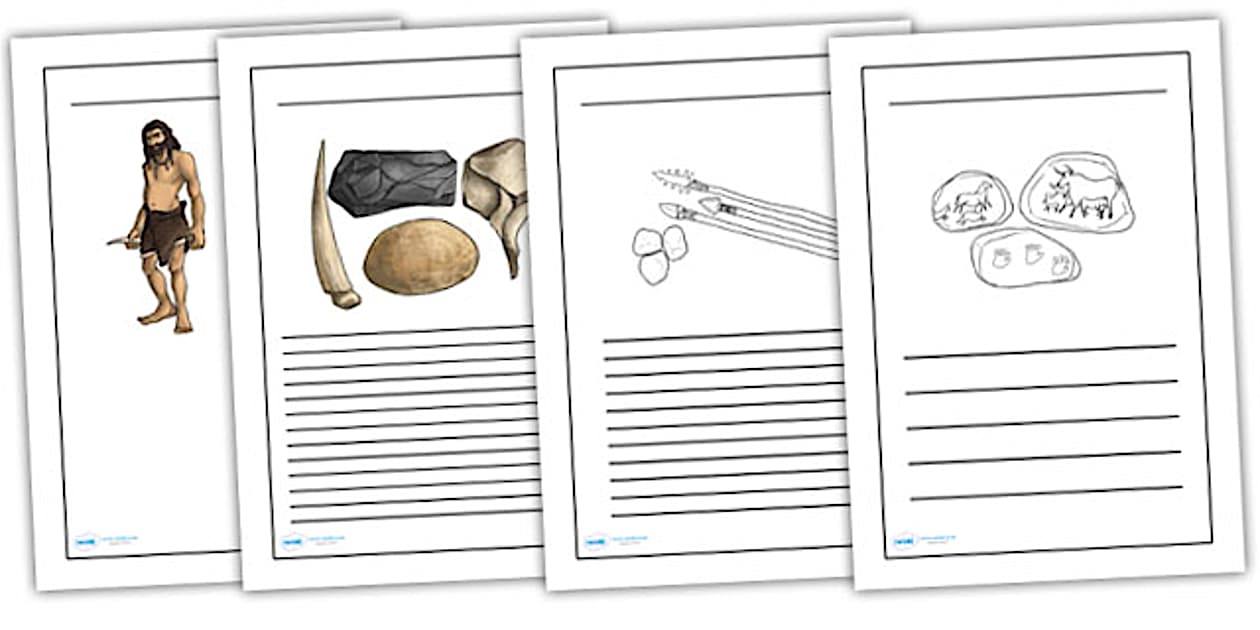 Black and White The Stone Age Writing Frames - Twinkl