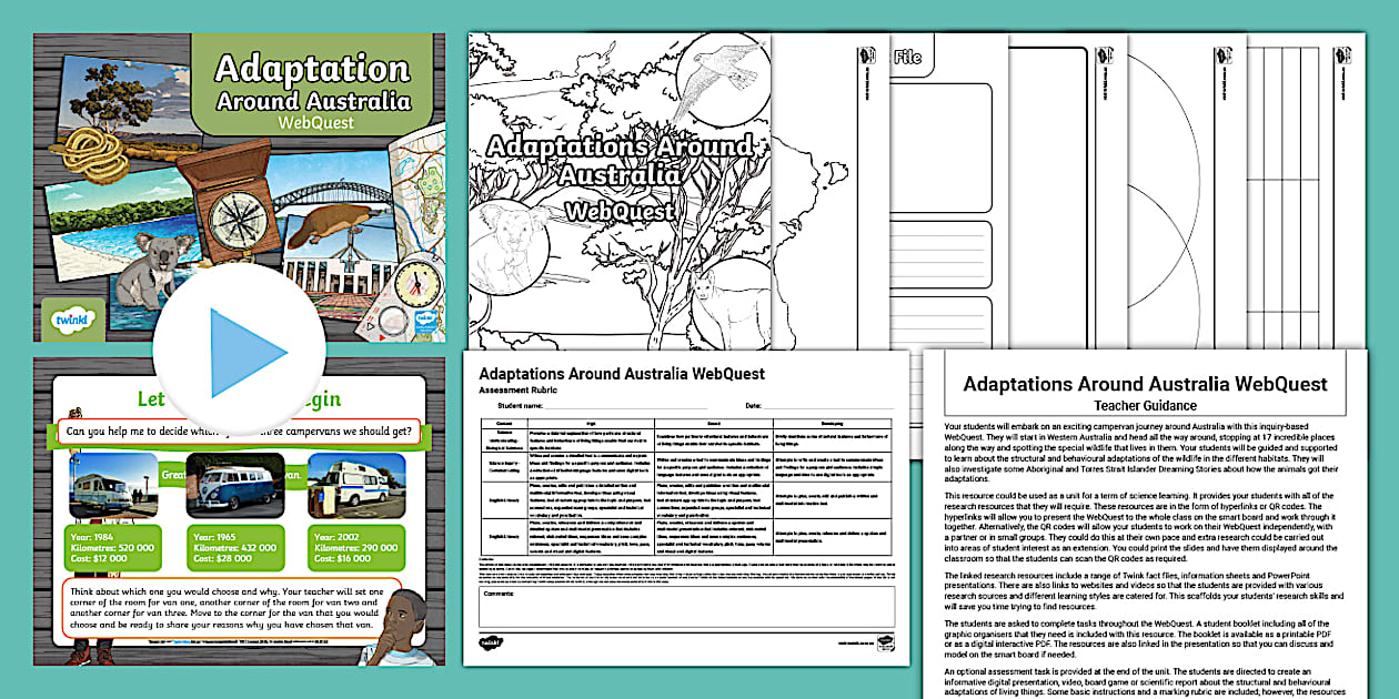 Adaptations Around Australia WebQuest | Year 5 Science