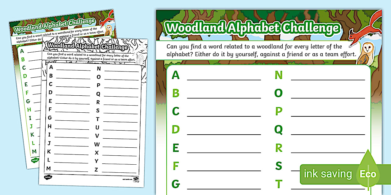 Woodland Alphabet Challenge Worksheet (Teacher-Made)