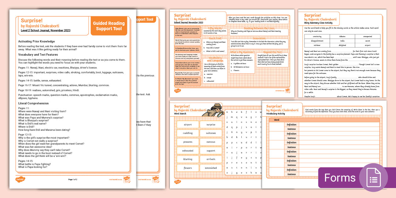 Level 2 November 2023 School Journal: Surprise (Story Comprehension)