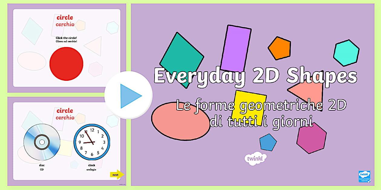 Every Day 2D Shapes PowerPoint - English/Italian - Every Day 2D Shapes