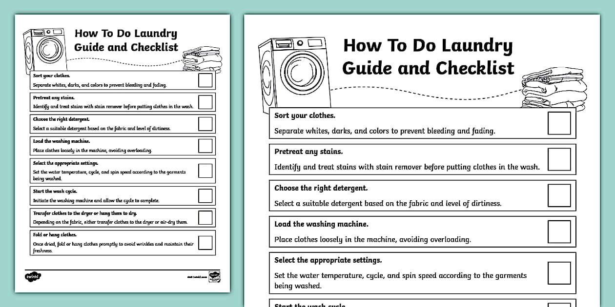 Life Skills: How To Do Laundry Guide and Checklist - Twinkl