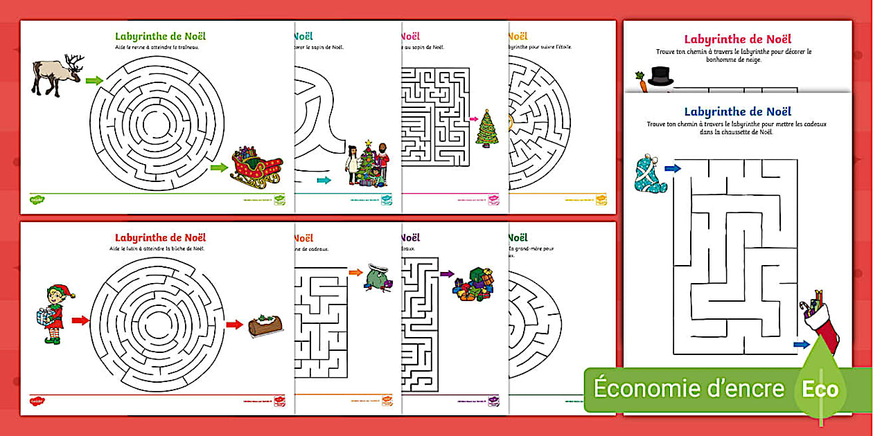Jeu de labyrinthes de Noël (Teacher-Made) - Twinkl