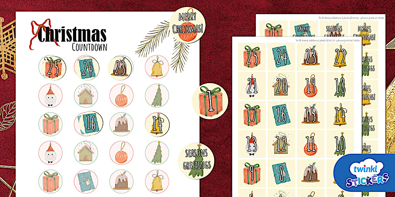 Sleeps Until Christmas - Sticker Countdown Activity - Twinkl