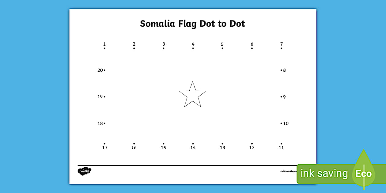 Somalia Flag Dot to Dot Worksheet | Twinkl | KS1 | Flags