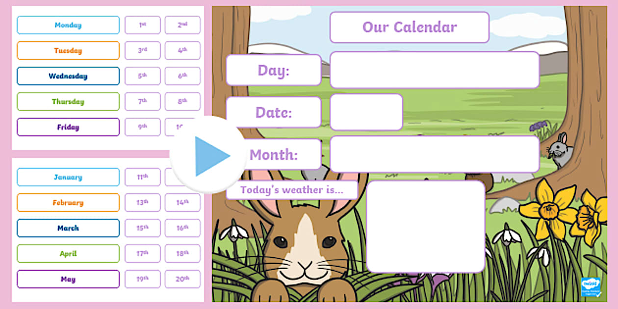 Daily Calendar Template PowerPoint (teacher made) - Twinkl