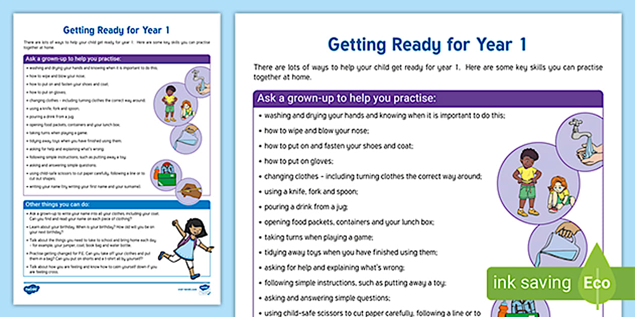 Editable Getting Ready for Year 1: Parent and Carer Information Sheet