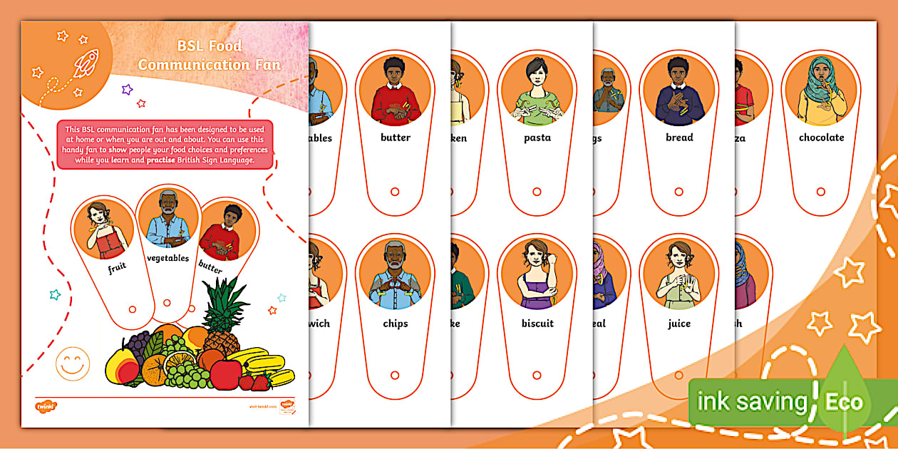 BSL Food Communication Fan (teacher made) - Twinkl