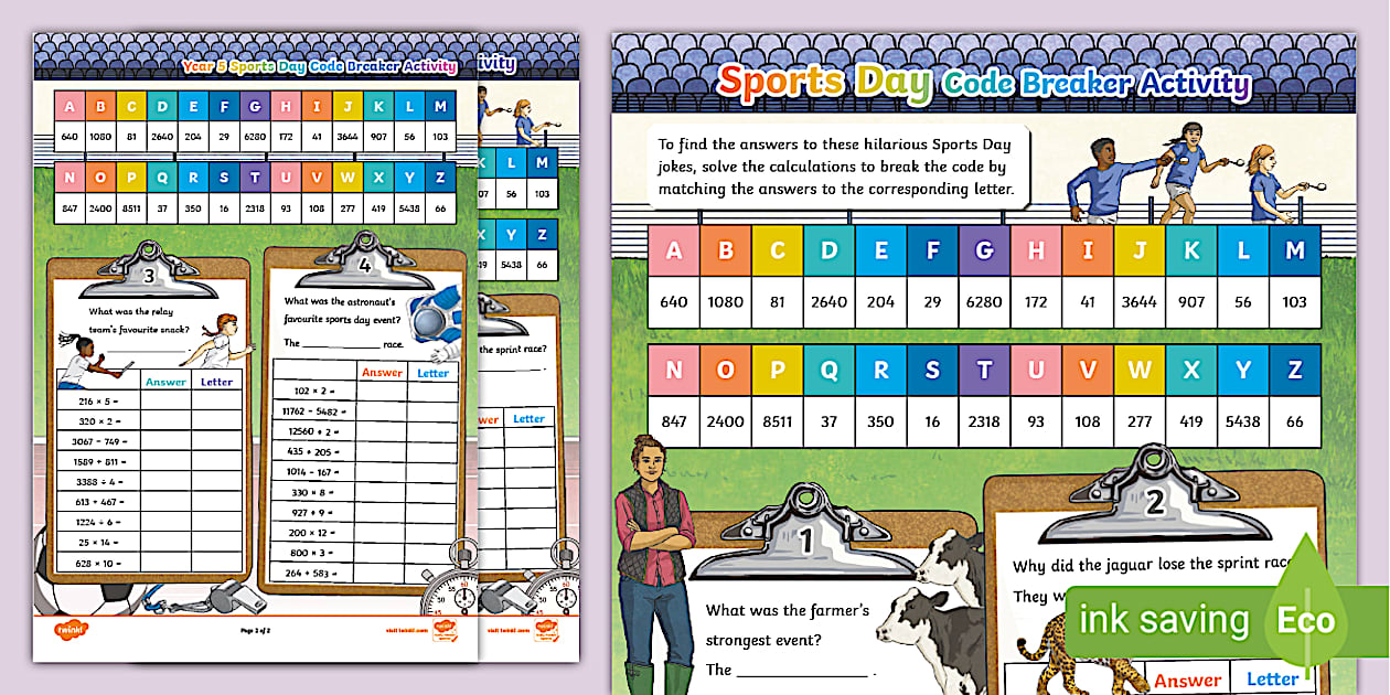 👉 Year 5 Sports Day Code Breaker Activity - Twinkl - Maths