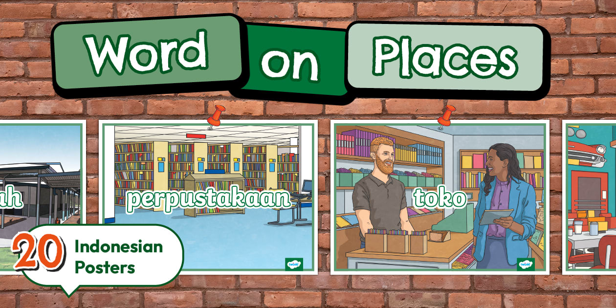 Words on Places - Indonesian Poster Cut-Outs