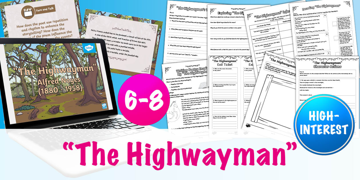 The Highwayman Poem Lesson Pack for 6th-8th Grade - Twinkl
