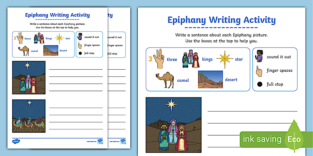 Black and White Epiphany Early Writing Activities - Twinkl