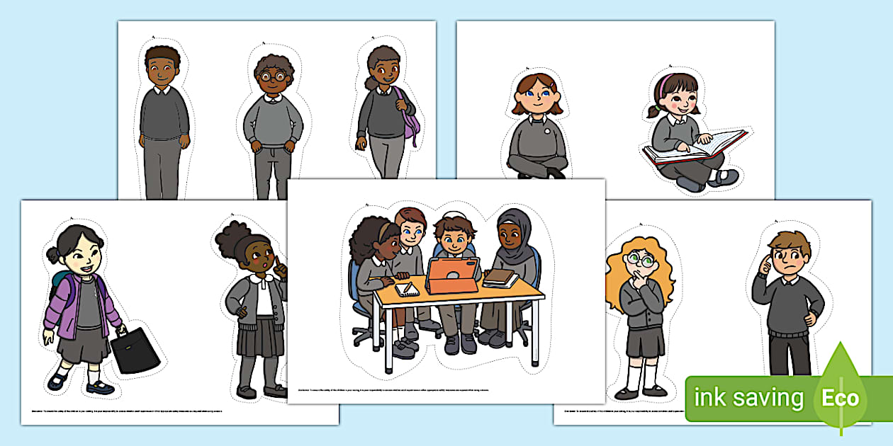 School Children Display Cut-Outs (teacher made) - Twinkl