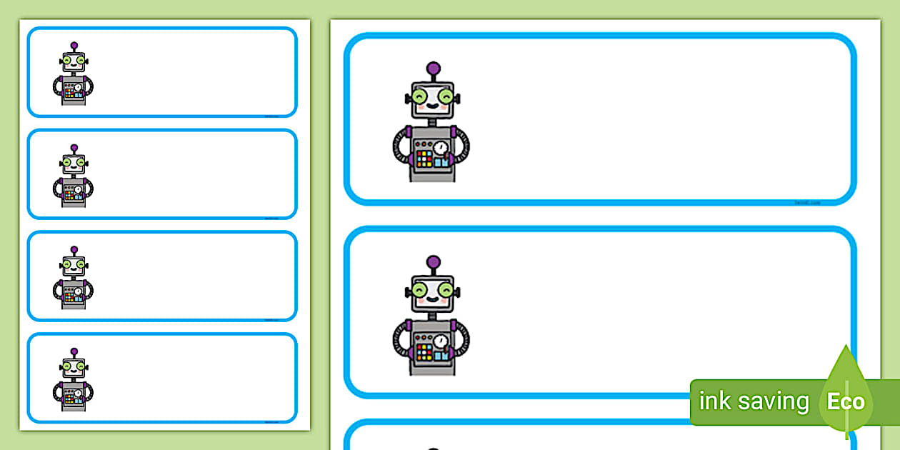 👉 Editable Drawer - Peg - Name Labels (Robots) - Twinkl