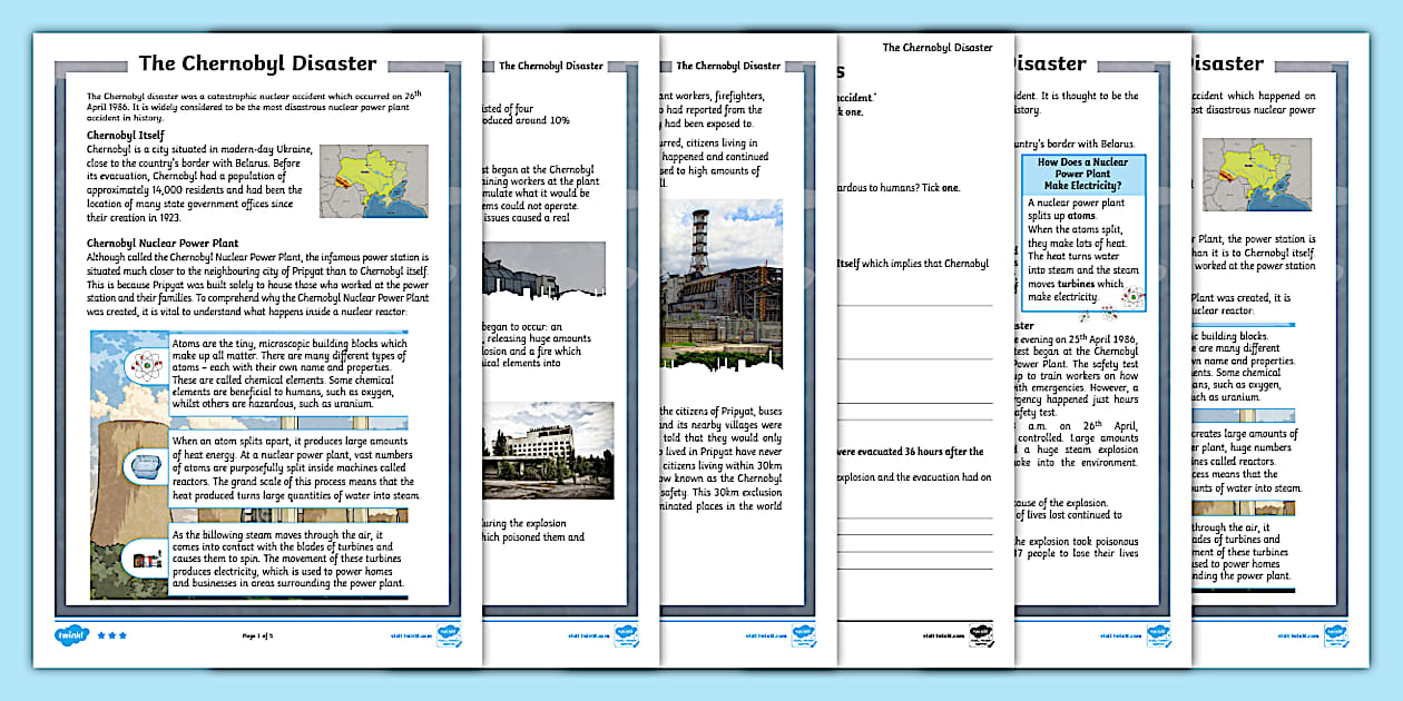 UKS2 Chernobyl Disaster Differentiated Reading Comprehension Activity