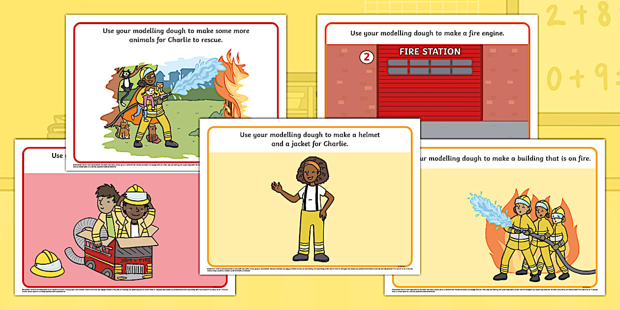 Charlie the Firefighter Modelling Dough Mats (teacher made)