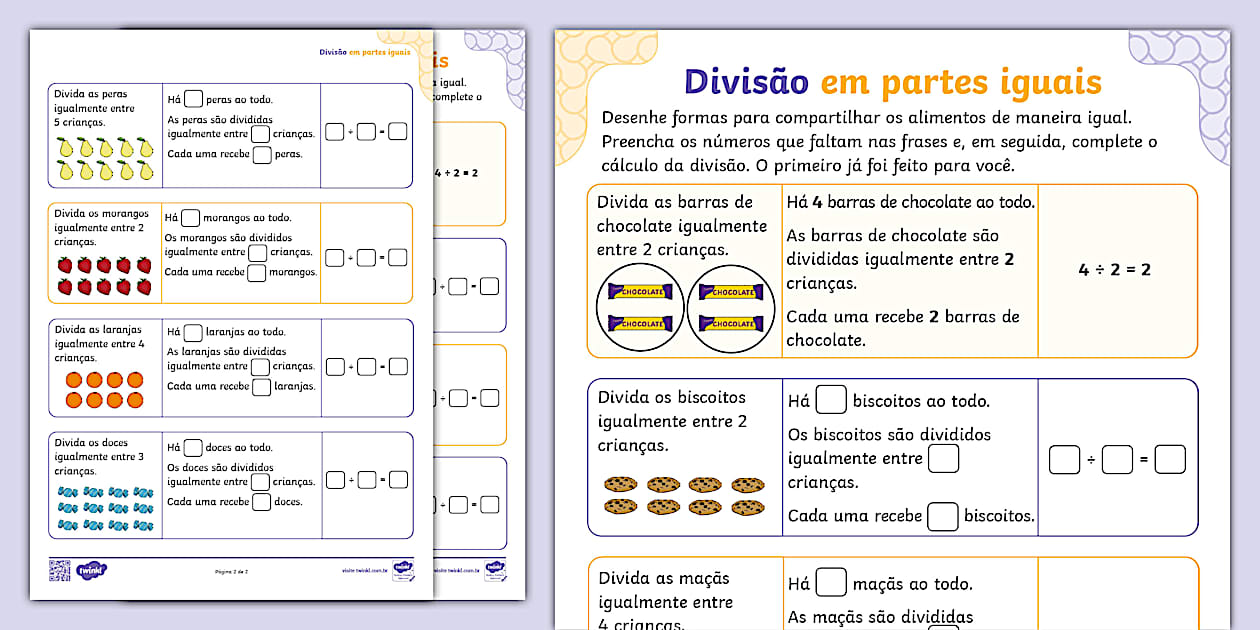 Divisão em partes iguais - Atividades - Twinkl