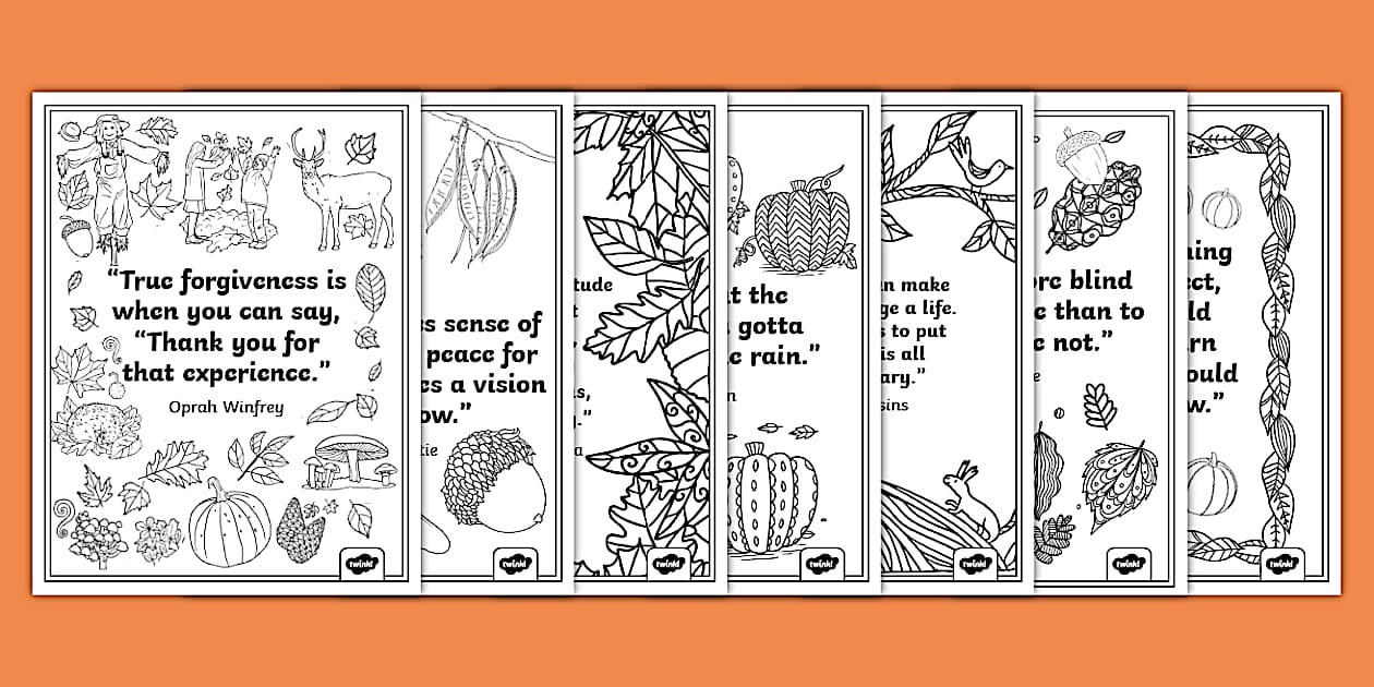 Fall Gratitude Quotes Coloring Posters (teacher made)