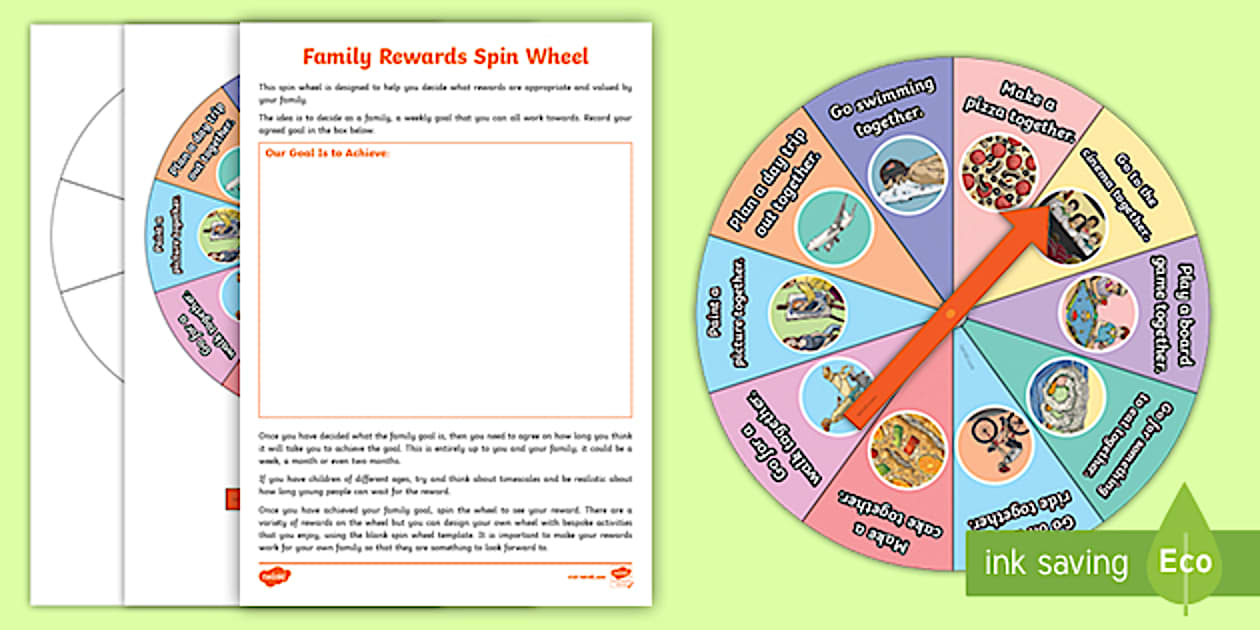 Editable Family Rewards Spin Wheel Activity - Twinkl