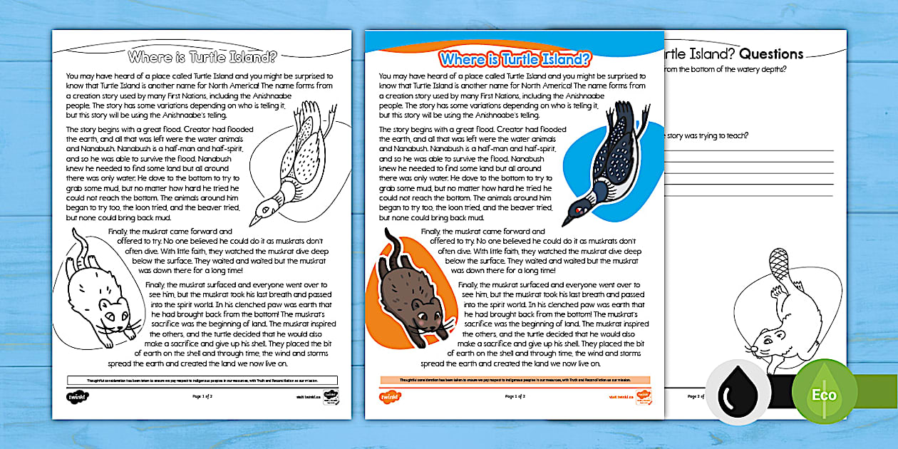 FREE! - Turtle Island Indigenous Sheet- Creation Story Turtle Island