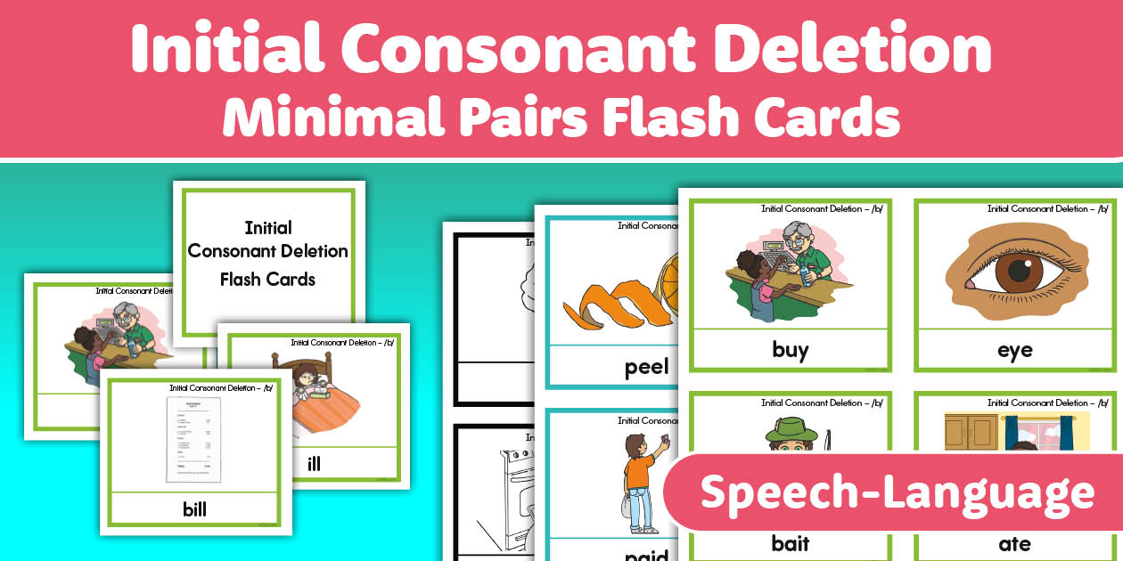 Initial Consonant Deletion Minimal Pairs Flash Cards for SLP
