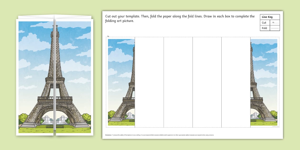 Eiffel Tower Folding Art Template (teacher made) - Twinkl