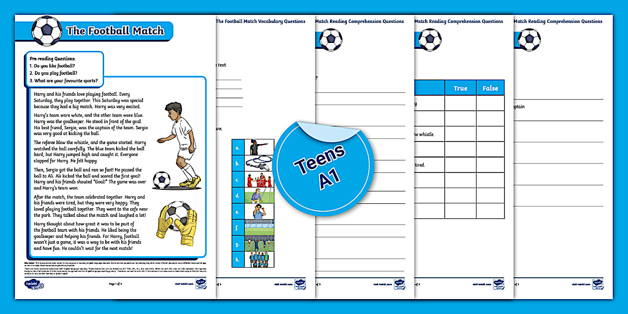 Football Match Reading Comprehension for Teens - Twinkl