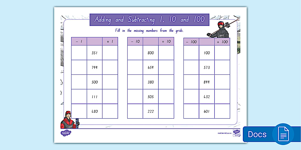 Stage 5 (Phase 1) Number Knowledge Adding and Subtracting 1, 10 or 100 ...