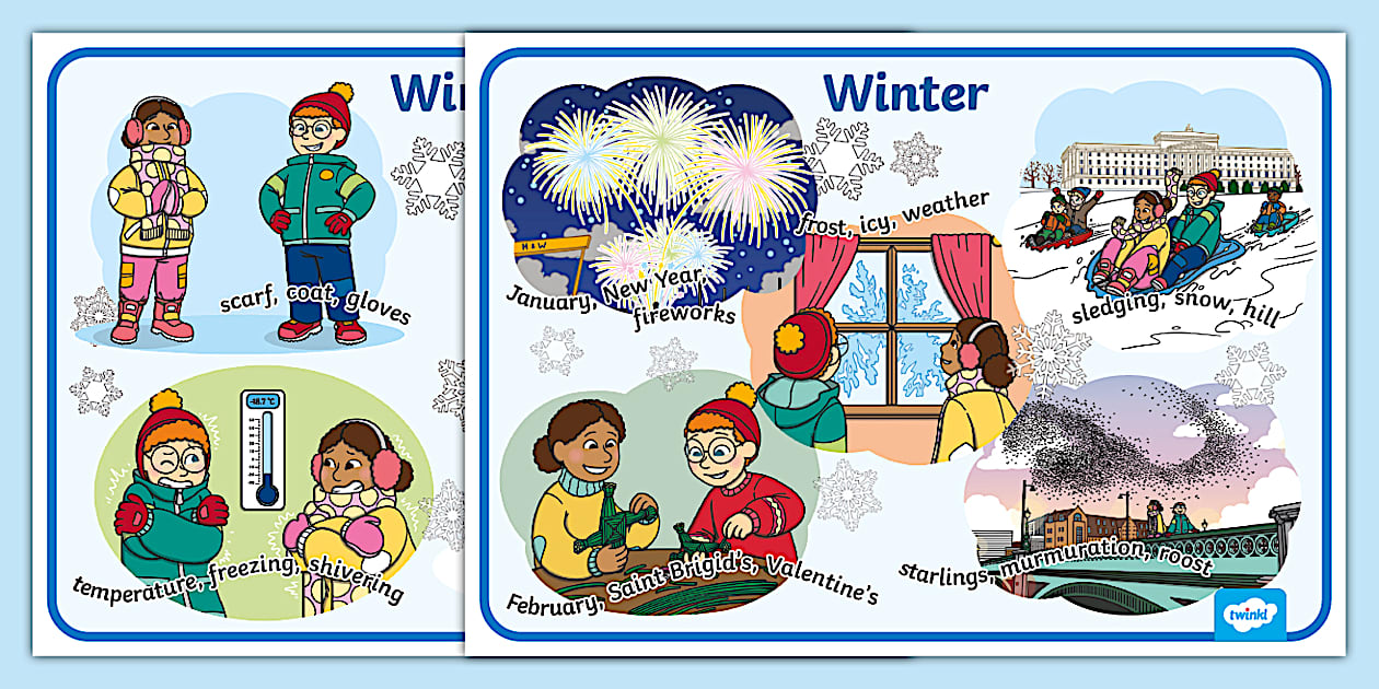 Winter Scenes Vocabulary Word Mat