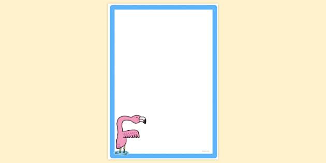 Simple Blank Flamingo Page Border | Page Borders | Twinkl