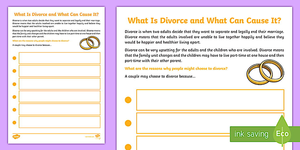 What is Divorce and What Can Cause It? Worksheet - Twinkl
