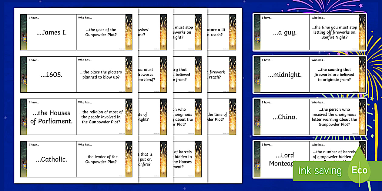 KS2 Bonfire Night Loop Cards (teacher made) - Twinkl