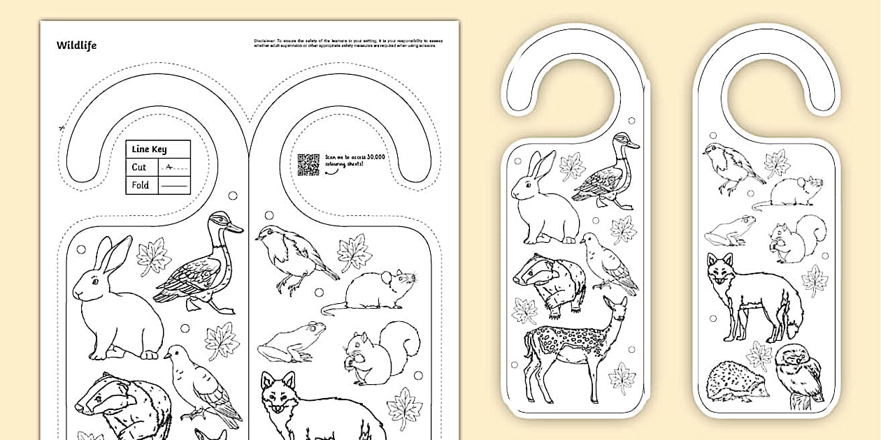 Wildlife Colouring Door Hanger - Twinkl Art - Twinkl