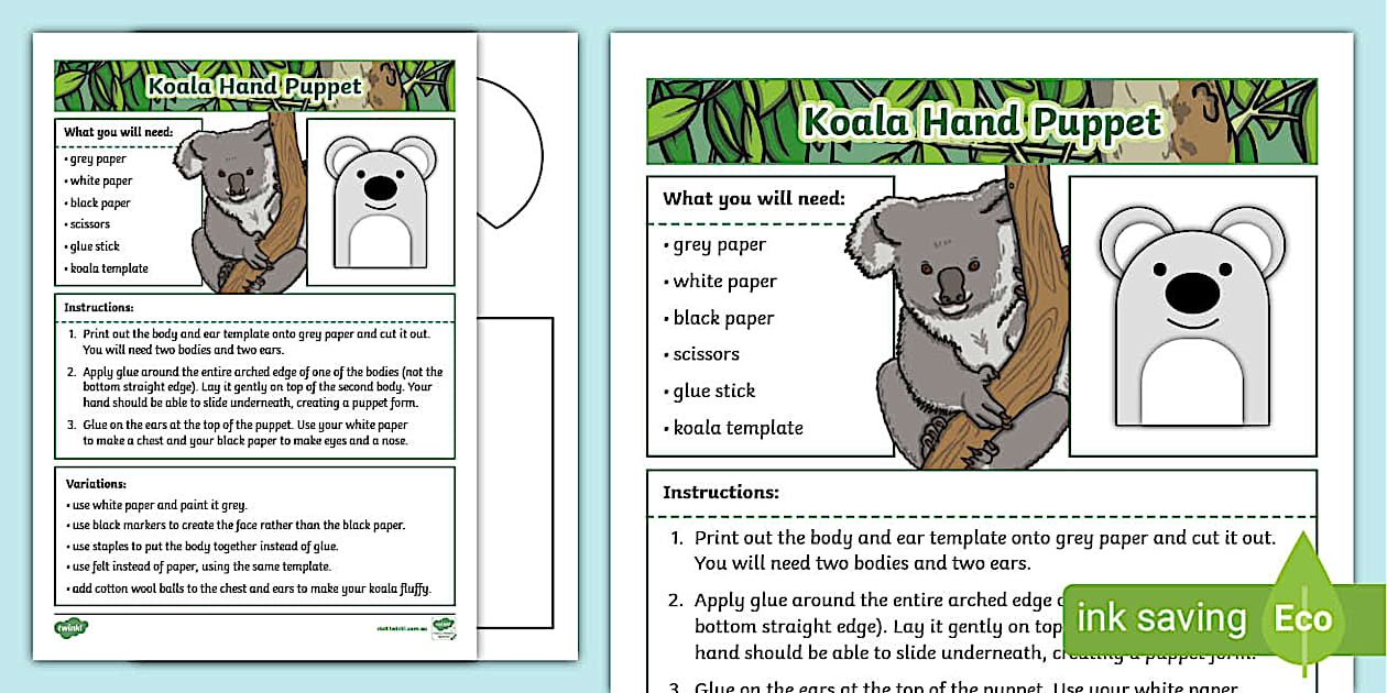 Koala Hand Puppet Craft