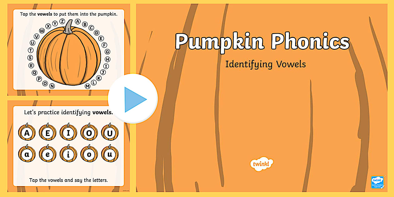 Pumpkin Phonics Identifying Vowels Interactive PowerPoint