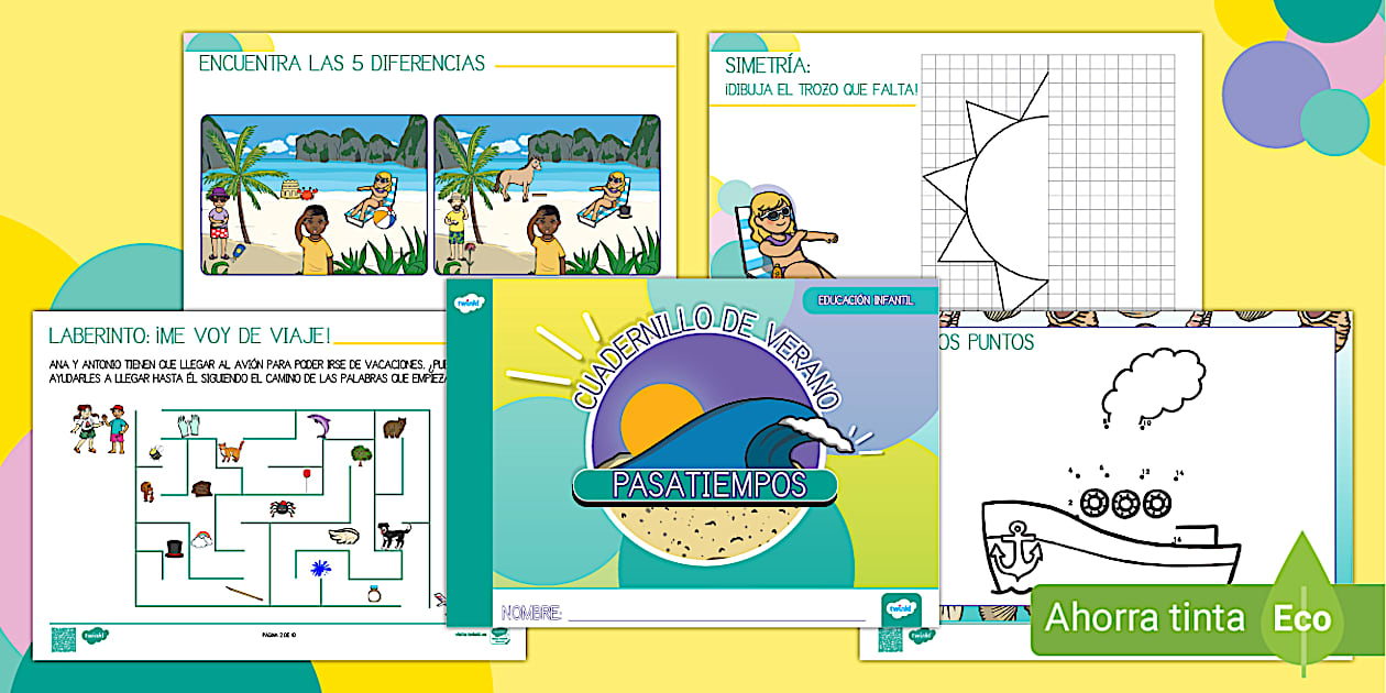 Cuadernillo de Verano: Pasatiempos - Educación Infantil