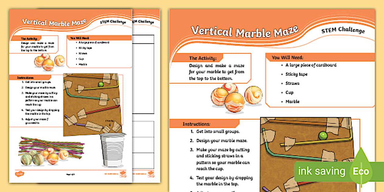 Vertical Marble Maze STEM Challenge (Teacher-Made) - Twinkl