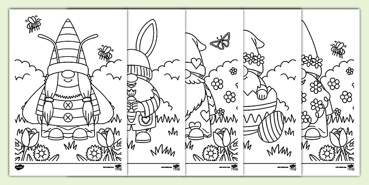 Spring Gonks Colouring Pages (Teacher-Made) - Twinkl