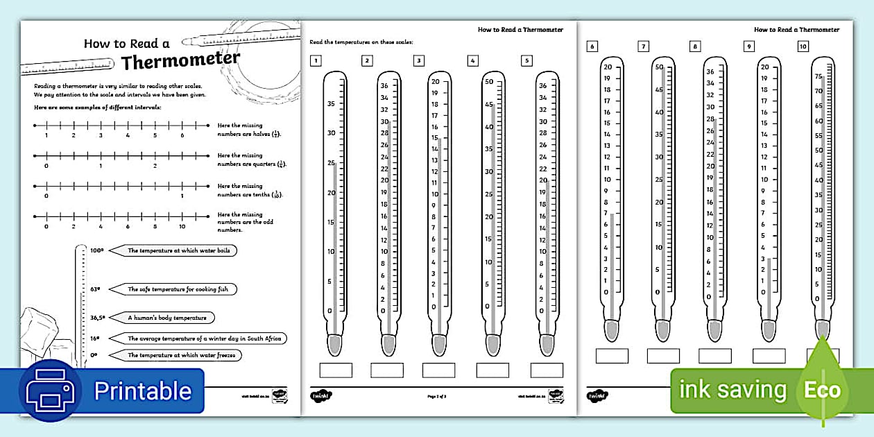 How to Read a Thermometer Activity Sheet (Teacher-Made)