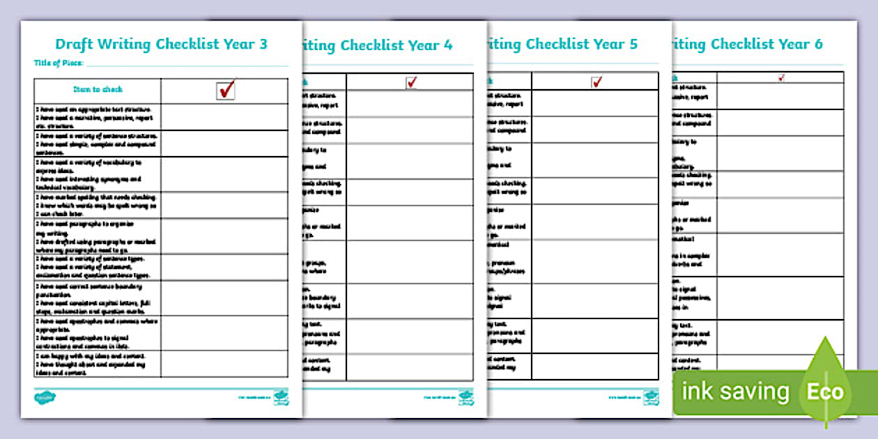Do Away with the Dull Draft Writing Checklist (teacher made)