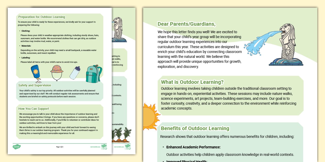 Singapore Outdoor Learning Letter