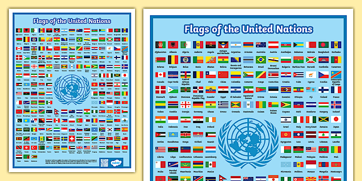 United Nations Countries' Flags (Poster) | Grades 2 - 6 | Twinkl