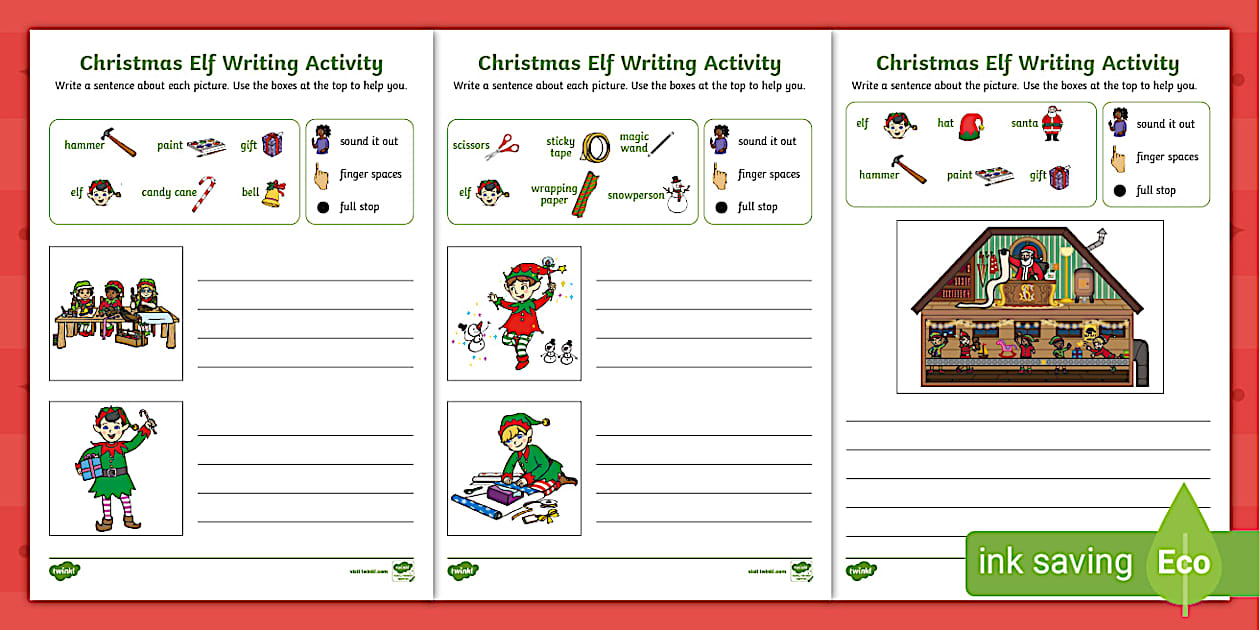 Christmas Elf Early Writing Activities | Twinkl