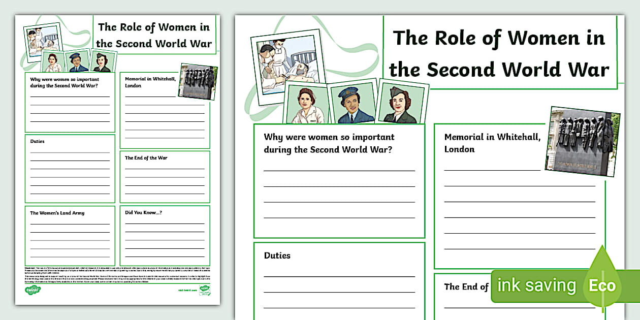 The Role of Women in the Second World War Fact File Template