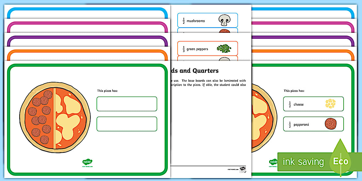 Workstation Pack Pizza Halves, Thirds and Quarters Activity Pack
