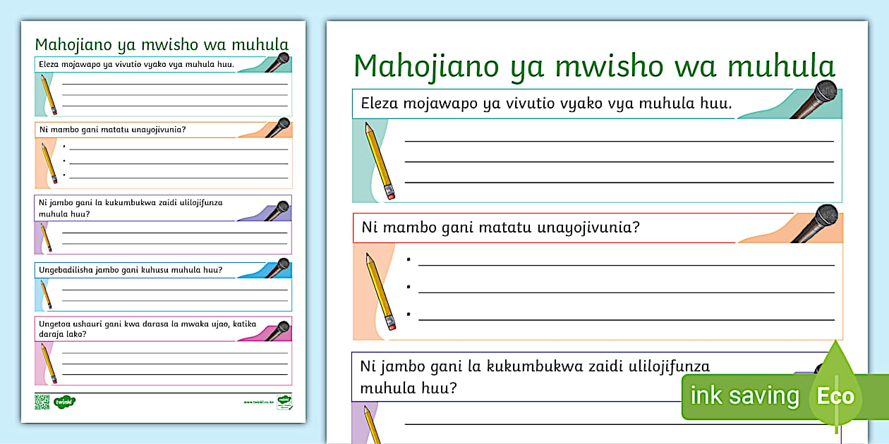 Mahojiano ya mwisho wa muhula ~ Activity sheets - Twinkl