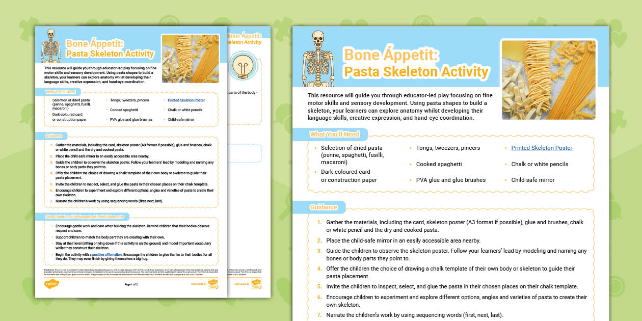 Bone Appétit: Pasta Skeleton Activity (teacher made)